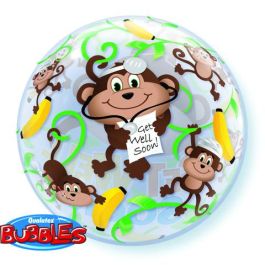 Get Well Soon Monkeys - 22 Inch Bubble Balloon (66090Q)