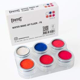 6 Colour Palette Fluro - Water Based Face Paint (GRIM-6F Palette)